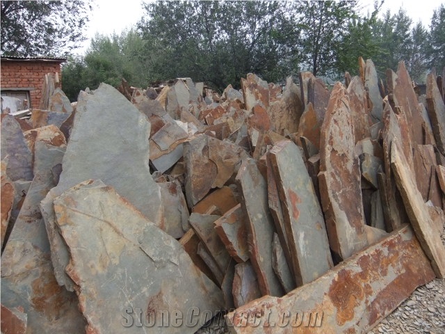 China Rusty Slate Random Pavering,Slate Rondom Flagstone, Irregular Flagstone Landscape,Ledge ...