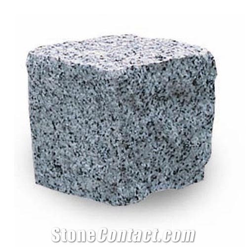 China Granite Light Grey Natural Splitted Cub, G603 Grey Granite Cobble ...