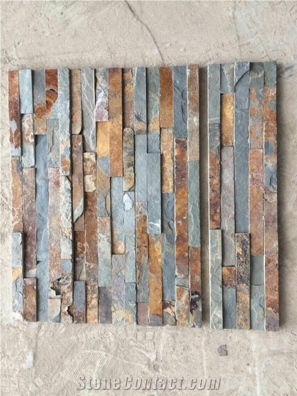 Natural China Multicolor Slate Wall Panel, Stone Veneer, Wall Cladding ...
