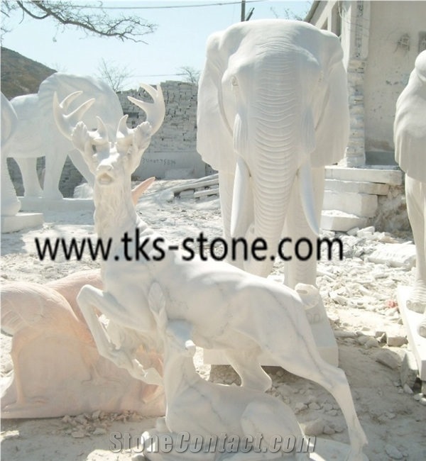 White Granite Animal Sculptures,Garden Sculptures,Deer Sculpture ...