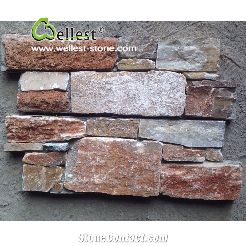 Rusty Slate Ledge Stone Veneer,Multicolor Slate Stacked Stone Veneer ...