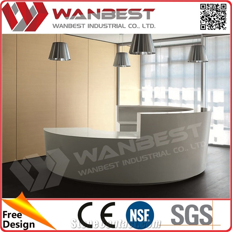 White Solid Surface Semi Circle Reception Desk Round Reception Desk ...