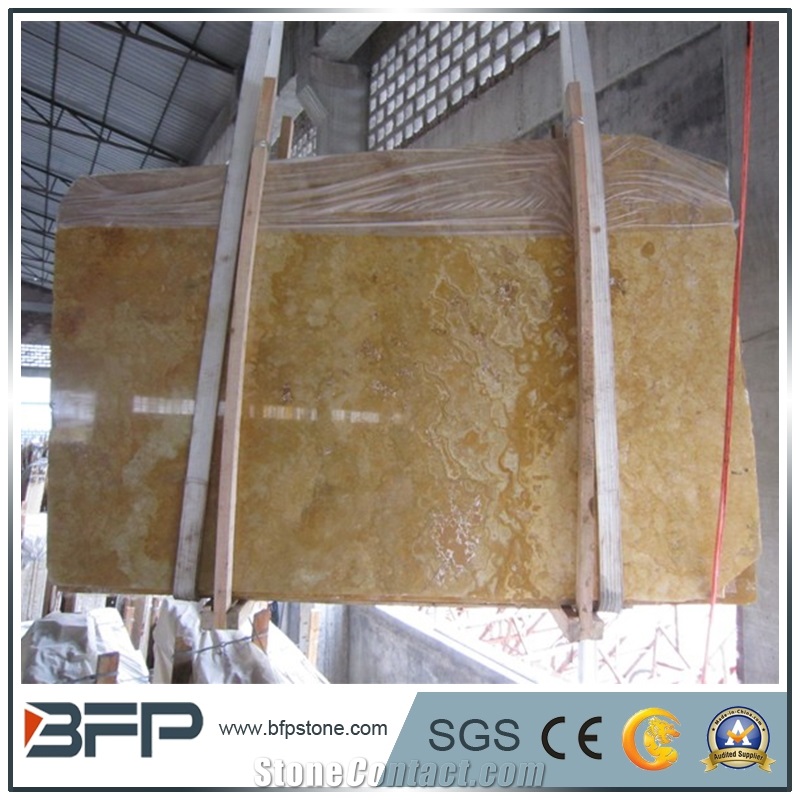 Yellow Travertine Azarshahr Slabs,Gold Travertine Iran Slabs,Persian ...