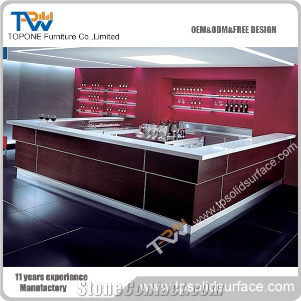 Topone L Shape Wooden Bar Counter for Hotel, Wooden Restaurant Bar ...