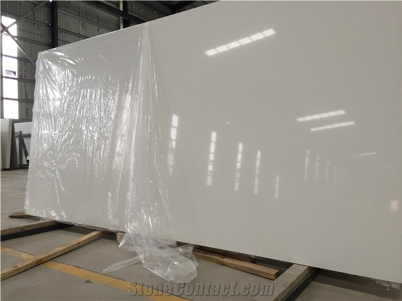 Pure White Quartz Stone Slab Solid Surfaces with High Gloss and Hardness from China ...