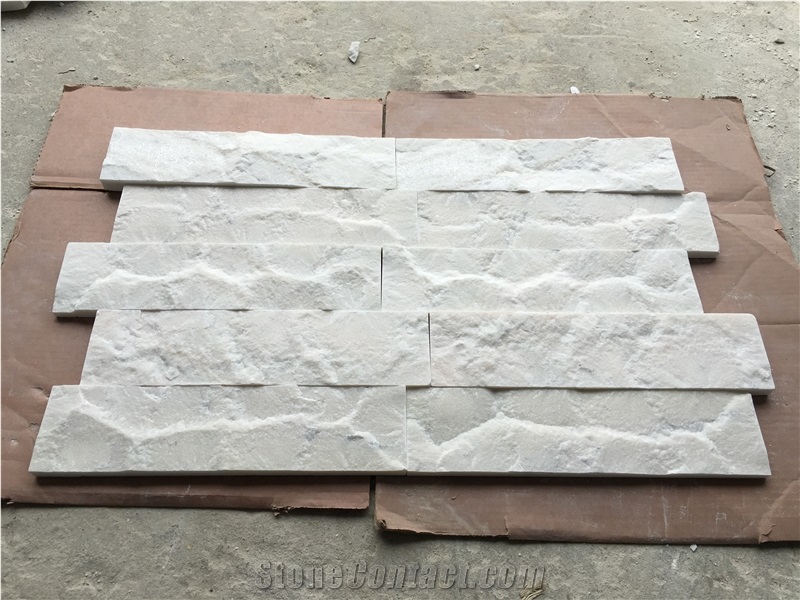 Milky White Marble Split Face Wall Cladding Panels, Cultured Stone from ...