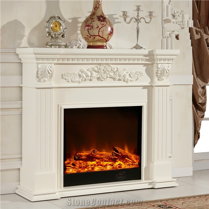 Hot Western Style Fireplace, China White Jade Marble Fireplace from ...