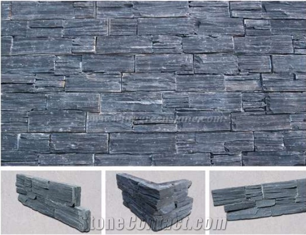 Black Stone Wall Cladding,Cultured Stone Wall Decor for Exterior ...