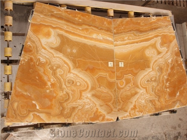 Orange Onyx Polished Slabs from Iran - StoneContact.com
