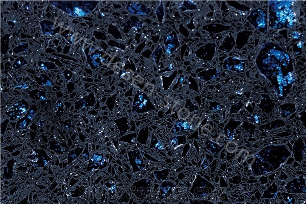 Crystal Shining Blue Quartz Stone Surface, Artificial Stone Slabs&Tiles ...