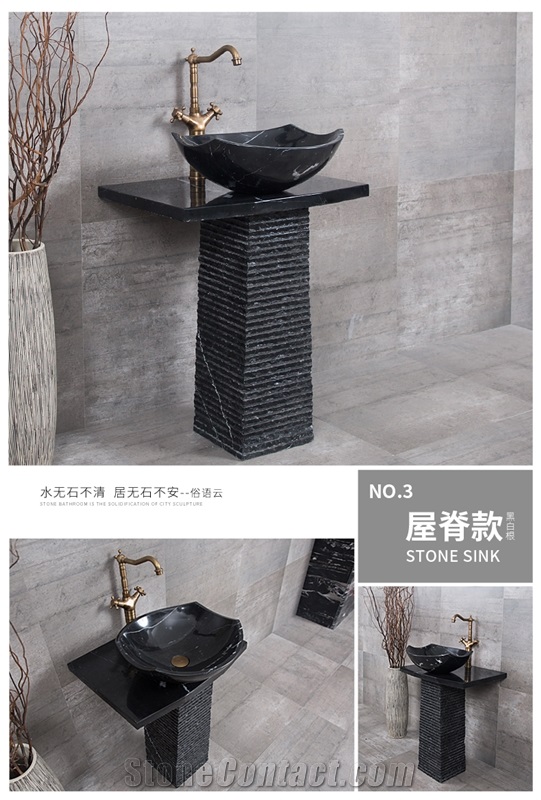 Black Marble Sanitary Ware Pedestal Basins - Natural Stone ...