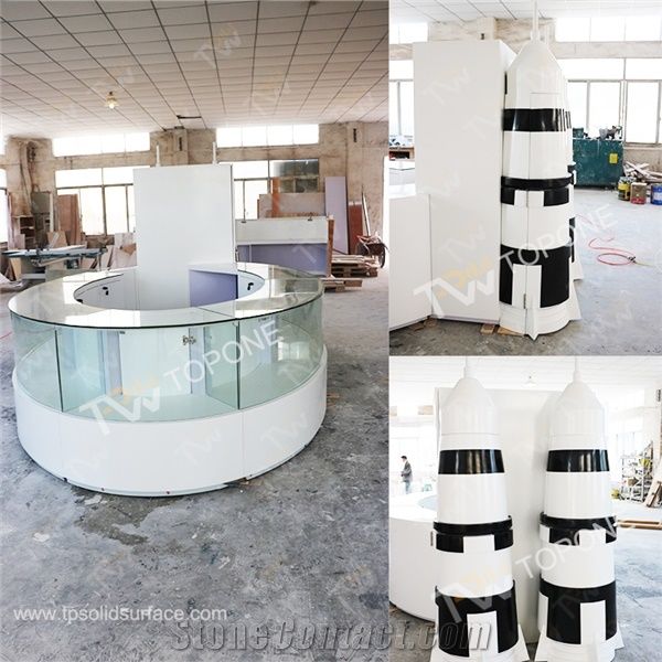 Curved Round White Artificial Marble Stone Good Price Kiosk for ...