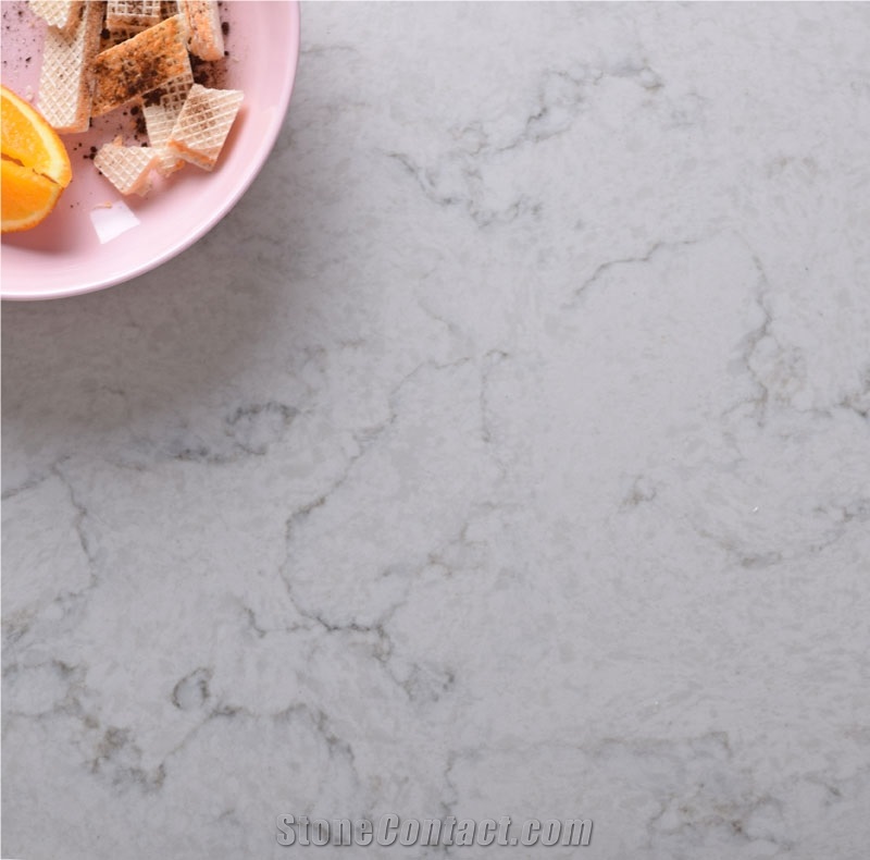 Misty Carrara Custom Quartz Stone Bathroom Countertop China