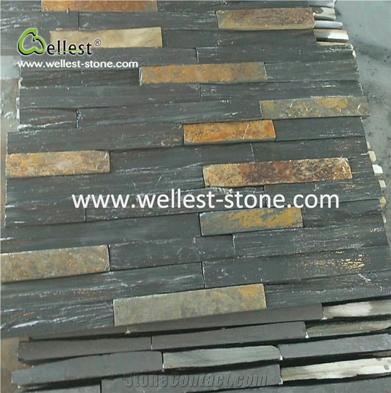 Black Rusty Slate Ledge Stone Stacked Stone Veneer Natural Split Face ...