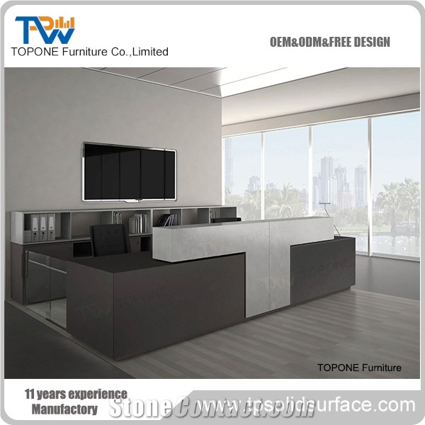 Red Curved Artificial Stone Reception Desk from China - StoneContact.com