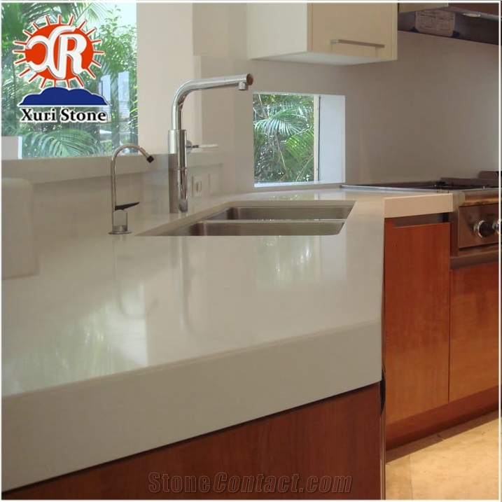 White Granite Solid Surface Kitchen Countertops - StoneContact.com