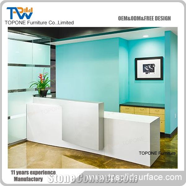 White Class Solid Surface Reception Desk Manmade Stone Tabletops from China - StoneContact.com