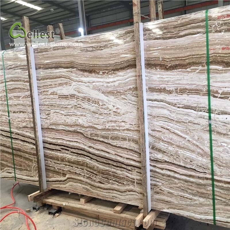 Light Brown Slab with Fluid Stripe Texture from China - StoneContact.com
