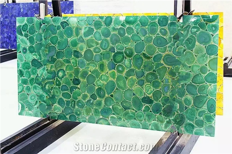 Backlit Green Agate Gemstone Wall Panels from China - StoneContact.com