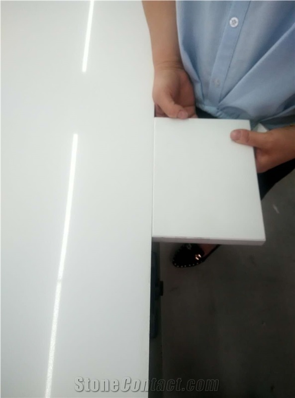 White Solid Surface Quartz Engineered Stone Slabs from China - StoneContact.com