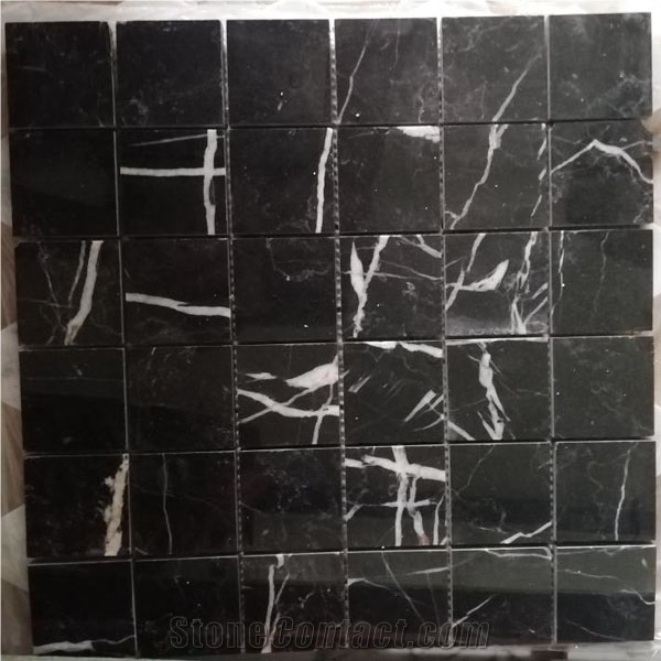 Black Marble Pattern Backsplash Mosaic from China - StoneContact.com