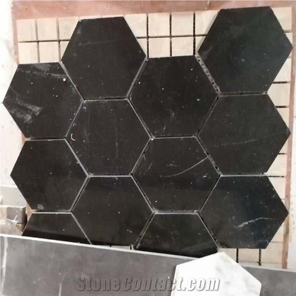 Black Marble Pattern Backsplash Mosaic from China - StoneContact.com