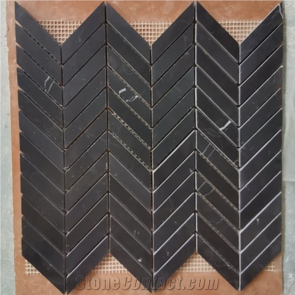 Black Marble Pattern Backsplash Mosaic from China - StoneContact.com