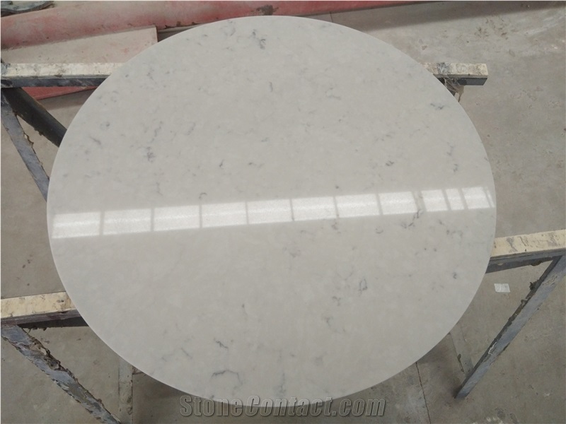 Nobel Grey Quartz Round Cafe Tea Table Top Design from China - StoneContact.com