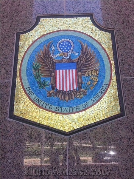 Glass Medallion for Us Logo with Hawk Photos from China - StoneContact.com