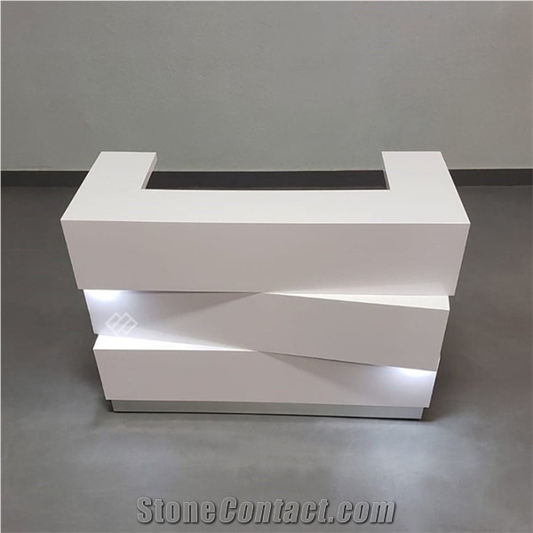 Hotel Customized Acrylic Solid Surface White Reception Desk from China - StoneContact.com