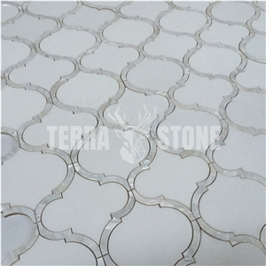 Waterjet Arabesque White Marble Mosaic Mother Peal Shell from China ...