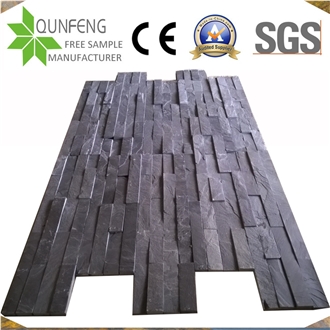 China Black Split Flat Surface Stone Slate Wall Panel Veneer from China ...