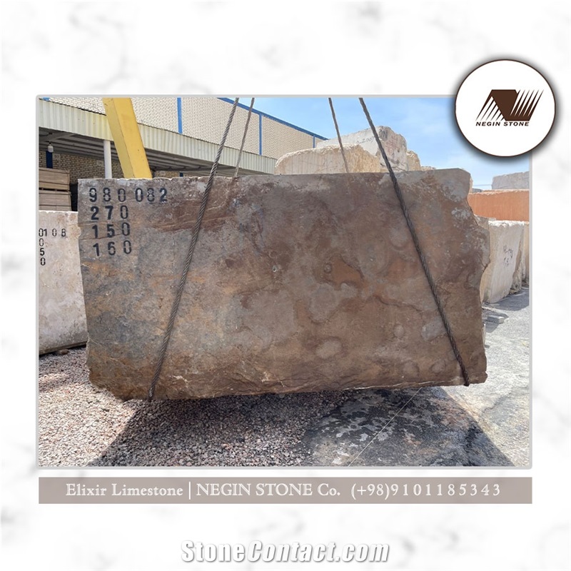 Negin Brown Elixir Limestone Blocks from Iran - StoneContact.com