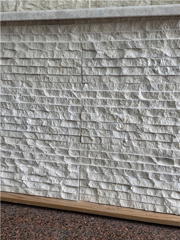 Limestone Vratza Rustika, Bulgaria White Limestone Chiseled Wall Tiles ...