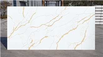 Engineering Stone Calacatta Gold Quartz Slabs from China - StoneContact.com