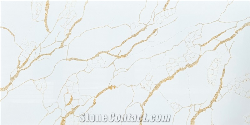 Engineering Stone Calacatta Gold Quartz Slabs from China - StoneContact.com