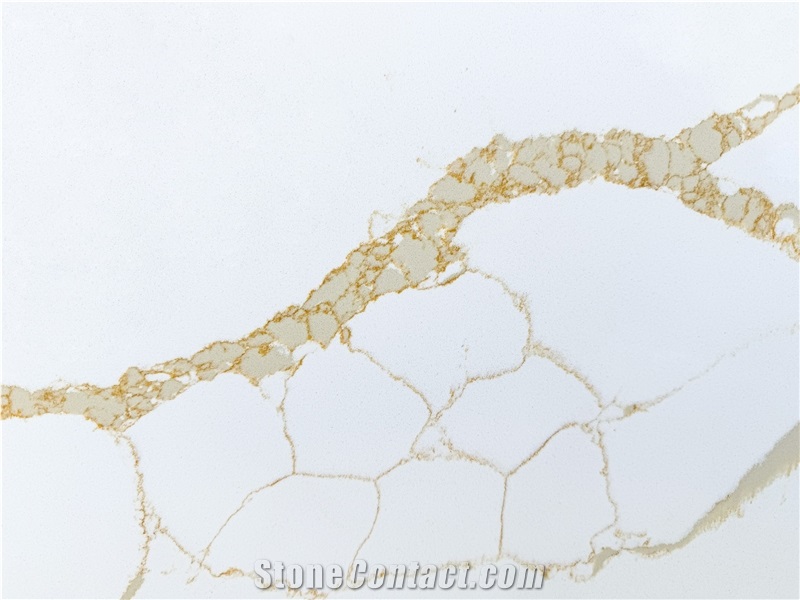 Engineering Stone Calacatta Gold Quartz Slabs from China - StoneContact.com